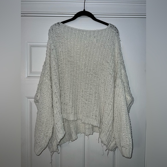 Miracle | Sweaters | Distressed White Knit Oversized Sweater Size X ...